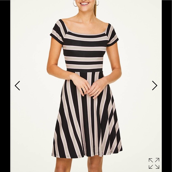 LOFT | Dresses | Loft Striped Cross Back Flare Dress | Poshmark